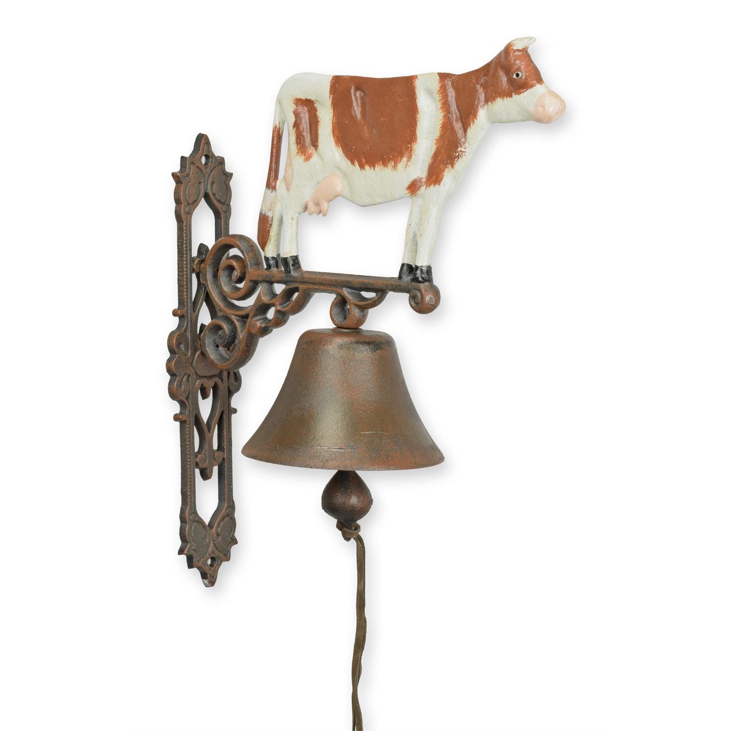 Decosite.com : A PAIR OF CAST IRON RED SPOTTED COW BELLS